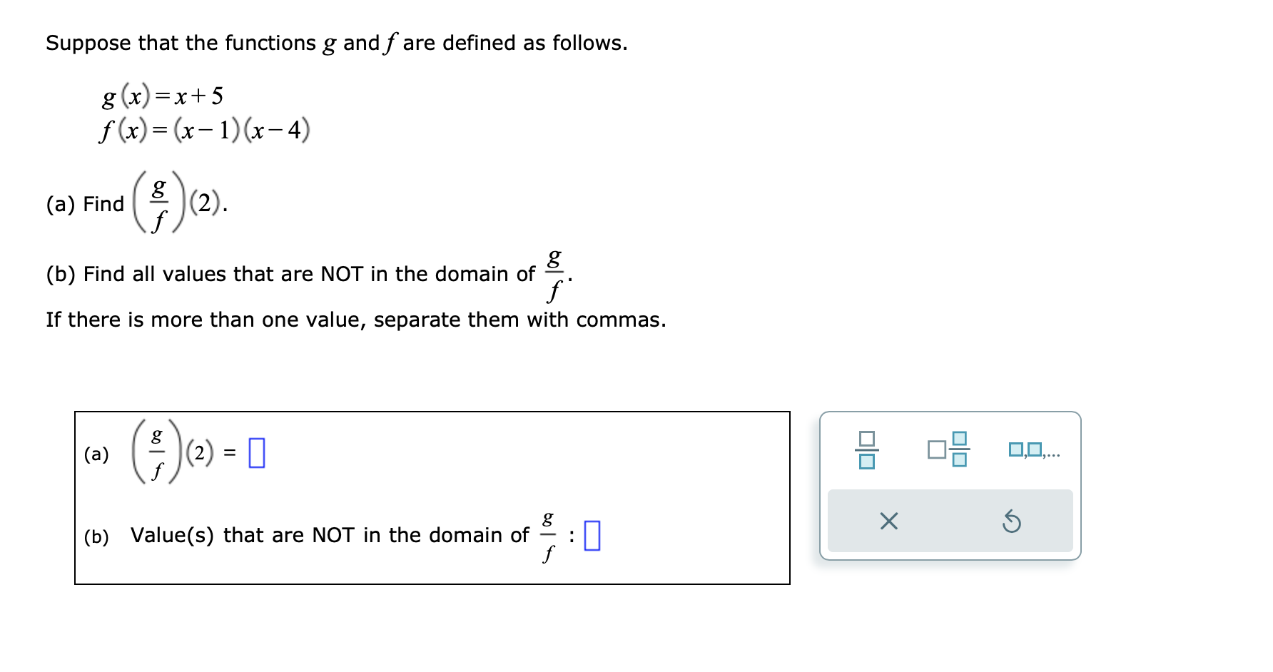 Solved Suppose that the functions f and g are defined for | Chegg.com
