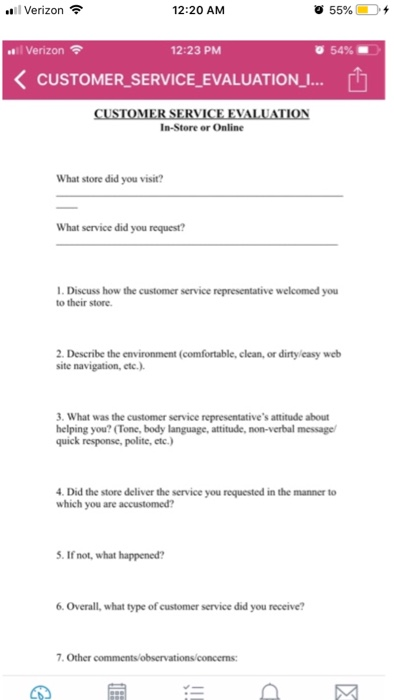 Solved Part 1: Customer Service Evaluations 1. Complete 6 | Chegg.com
