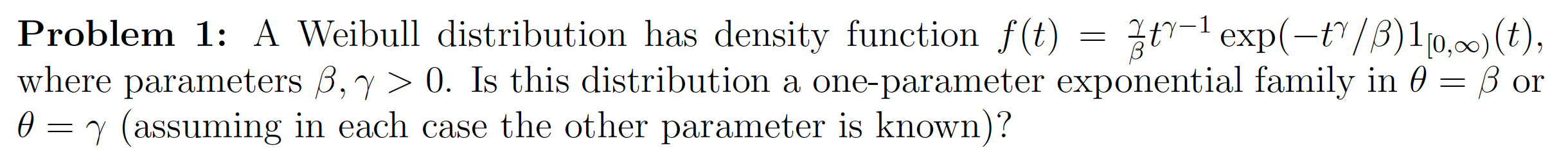 Solved Problem 1: A Weibull distribution has density | Chegg.com