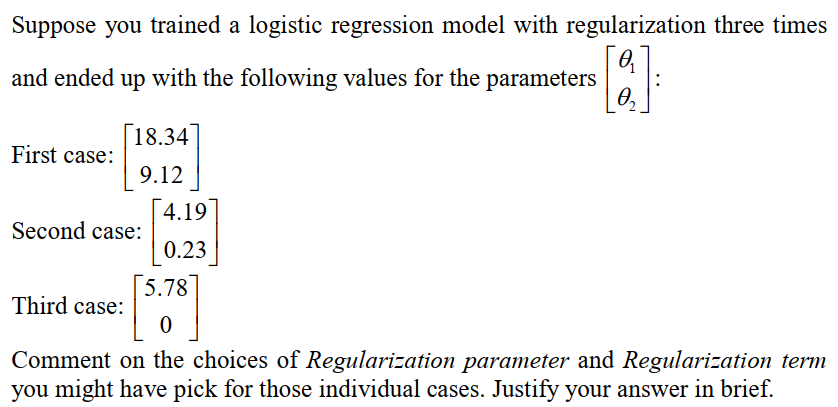 Solved Suppose you trained a logistic regression model with | Chegg.com