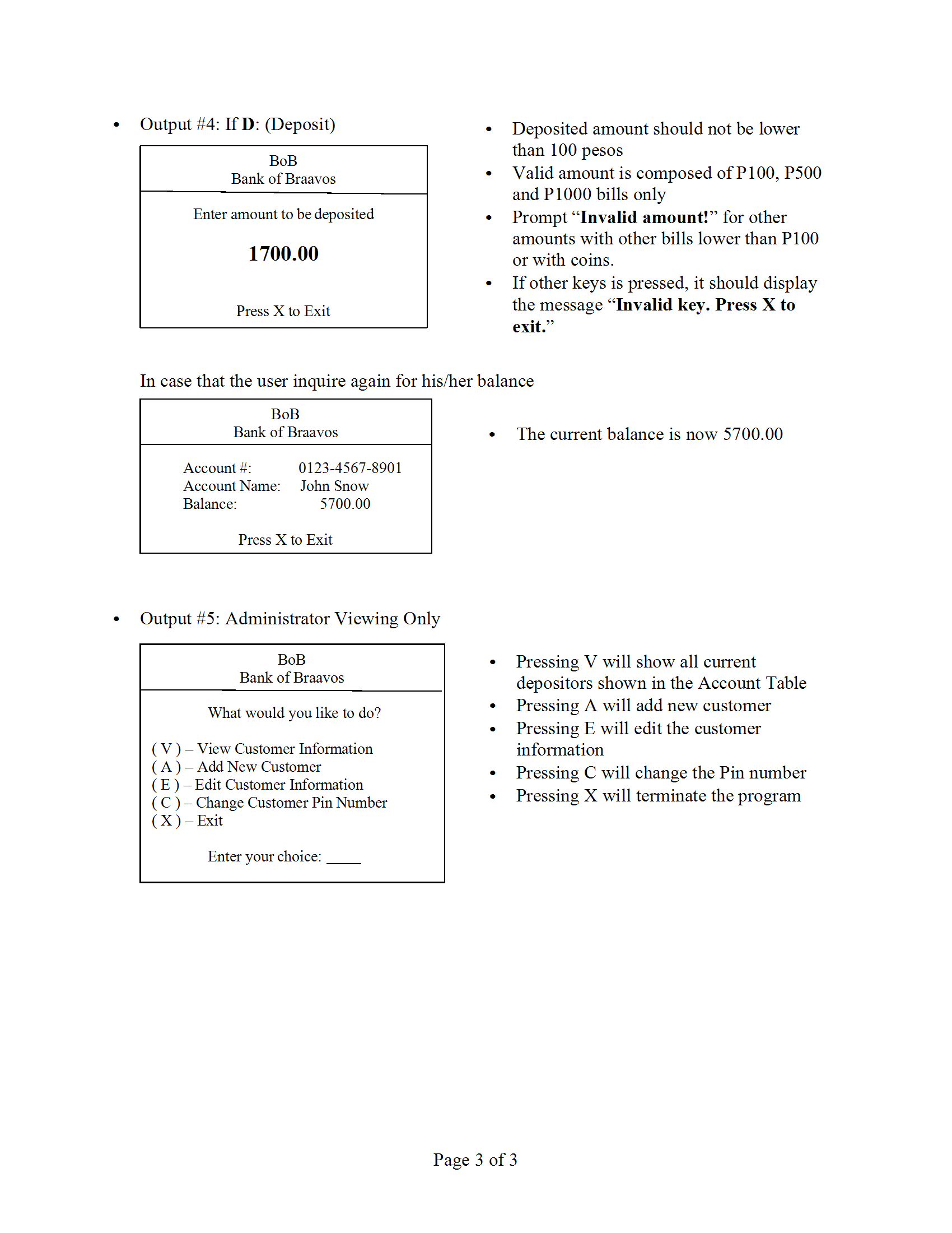 Solved - Output \#3: (Type of Transaction) for correct pin | Chegg.com