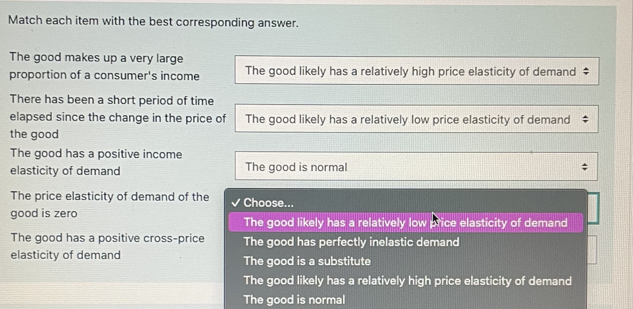 Solved Match each item with the best corresponding | Chegg.com