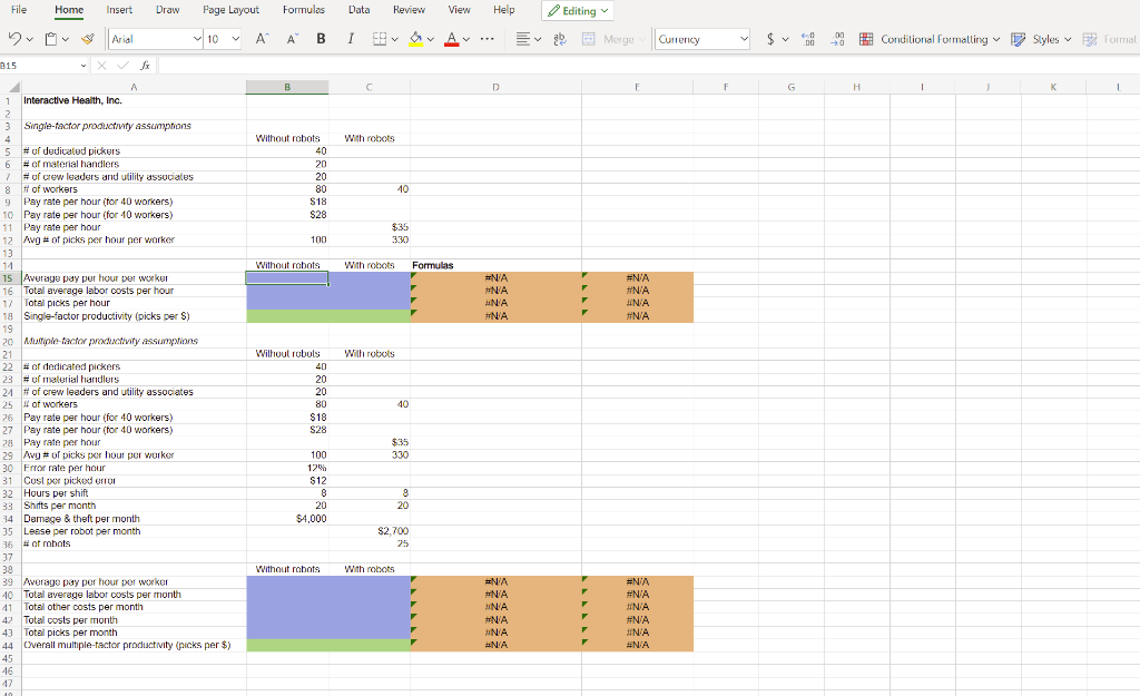 Solved Open spreadsheet Questions Calculate productivity | Chegg.com