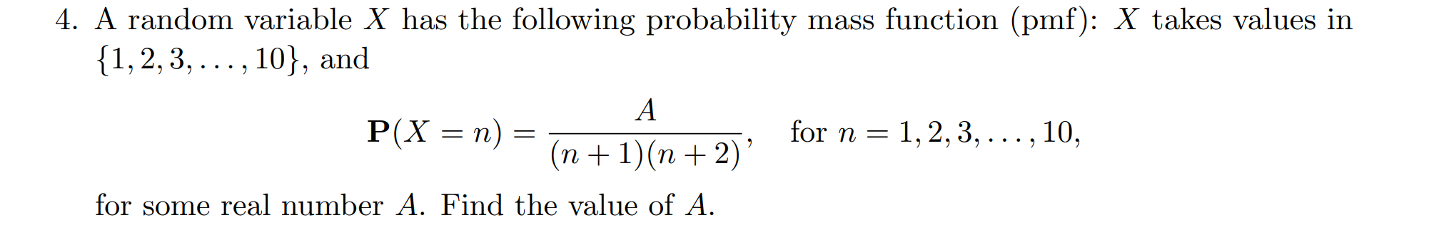 Solved 1. A random variable X has the following probability | Chegg.com