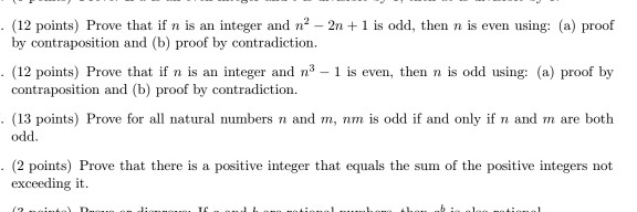 Solved 12 Points Prove That If N Is An Integer And N2 2n