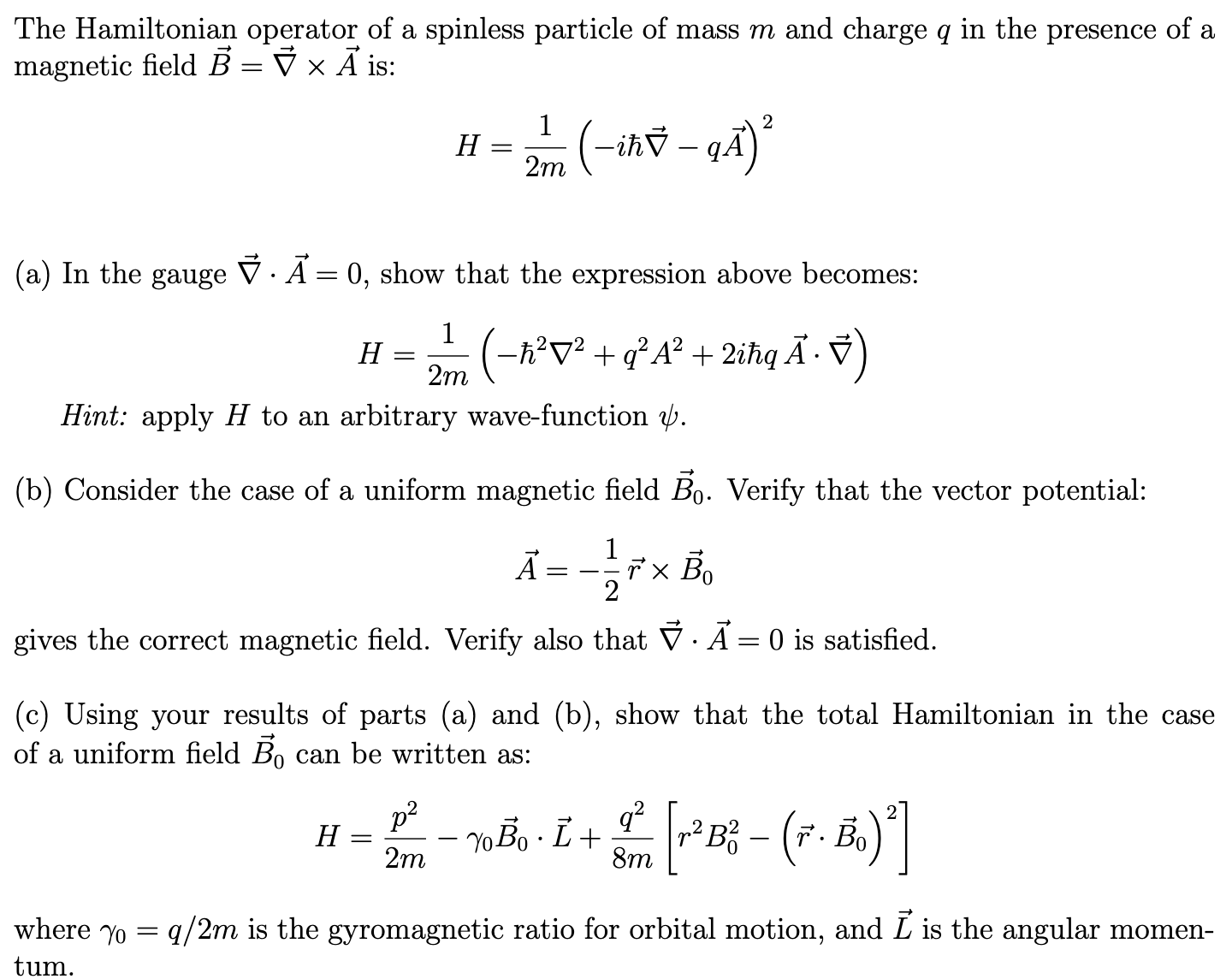 Solved The Hamiltonian operator of a spinless particle of | Chegg.com