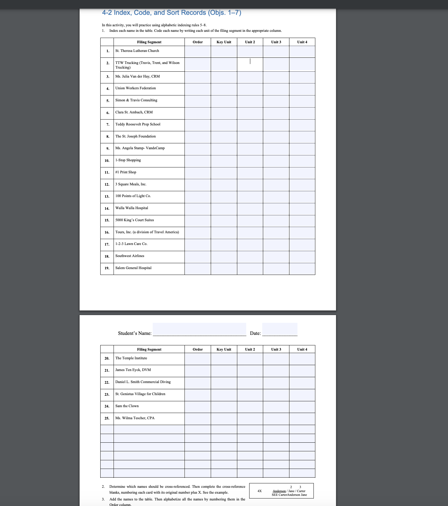 4 2 Index Code And Sort Records Objs 1 7 In This 7933