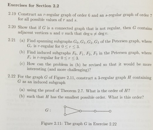 Solved Exercises for Section 2.2 2.19 Construct an r-regular | Chegg.com