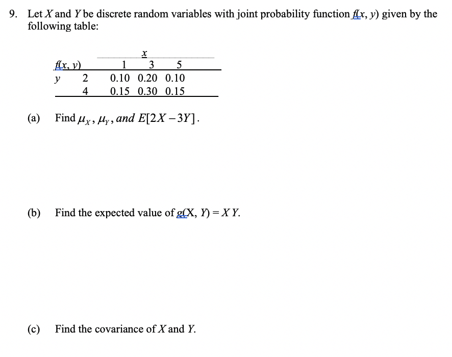 Solved 9. Let X and Y be discrete random variables with | Chegg.com