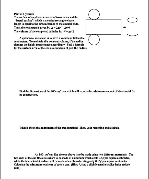 Solved Part 2: Cylinder The surface of a cylinder consists | Chegg.com