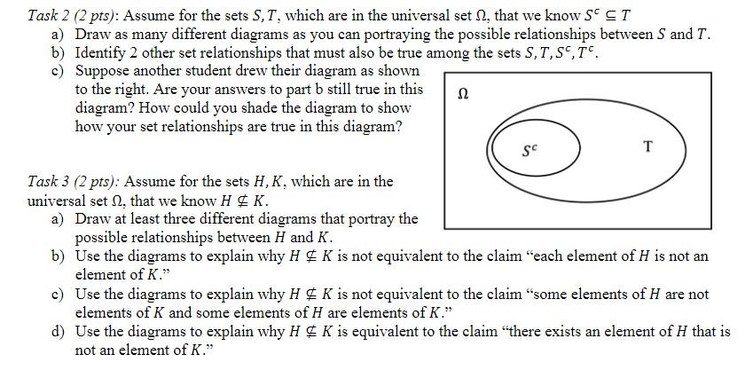Solved Task 2 (2 pts): Assume for the sets S,T, which are in | Chegg.com Solved Task 2 (2 pts): Assume for the sets S,T, which are in | Chegg.com