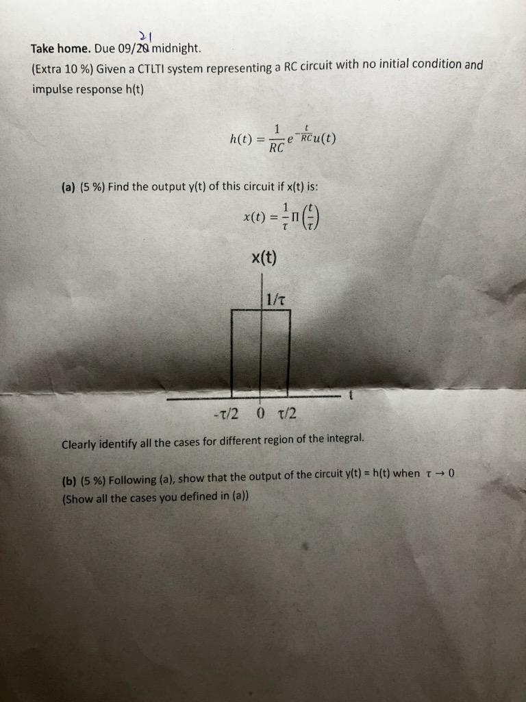 Solved Take home. Due 09/20 midnight. (Extra 10% ) Given a | Chegg.com