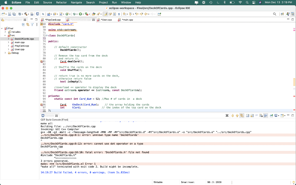 Solved V Eclipse File Edit Source Refactor Navigate Search | Chegg.com