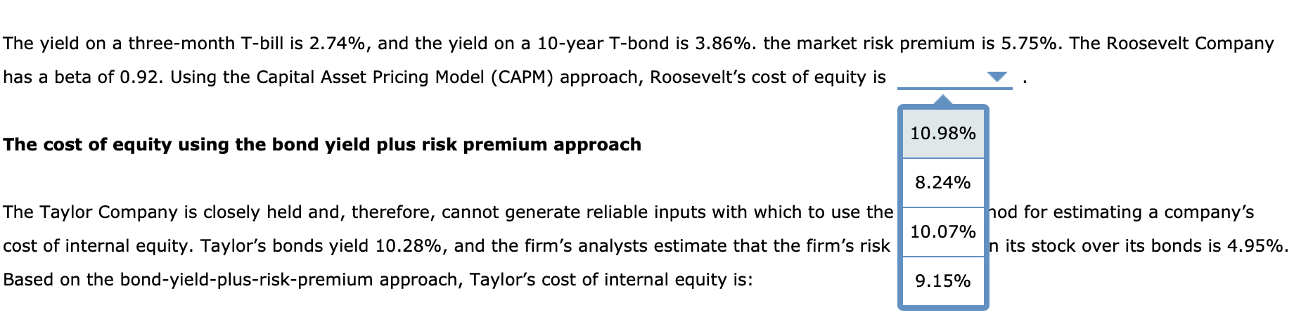 Solved The yield on a three-month T-bill is 2.74%, and the | Chegg.com