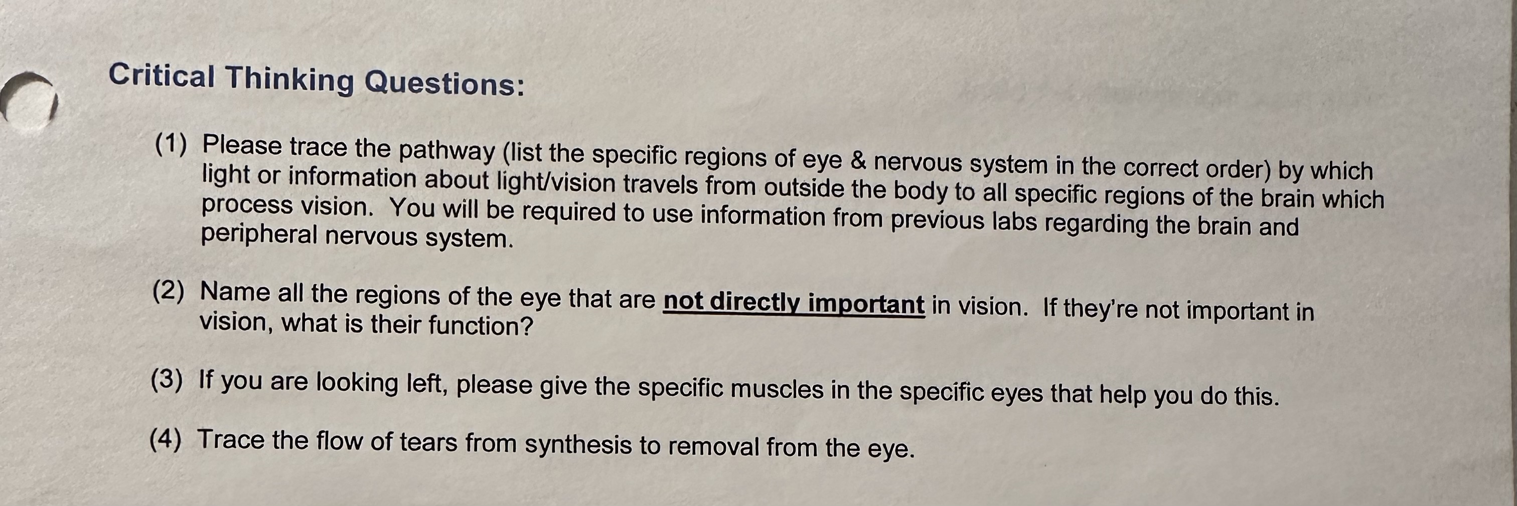 Solved Critical Thinking Questions: (1) Please trace the | Chegg.com