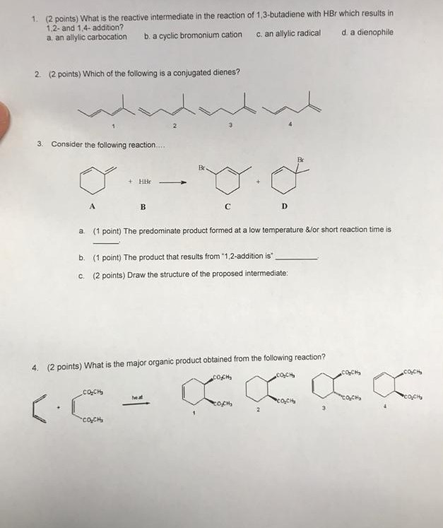 Solved (2 points) What is the reactive intermediate in the | Chegg.com