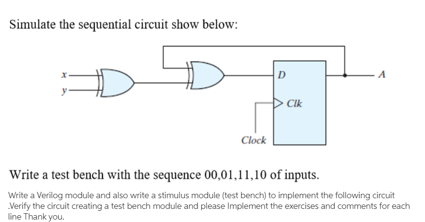 Solved Simulate the sequential circuit show below: Clock | Chegg.com
