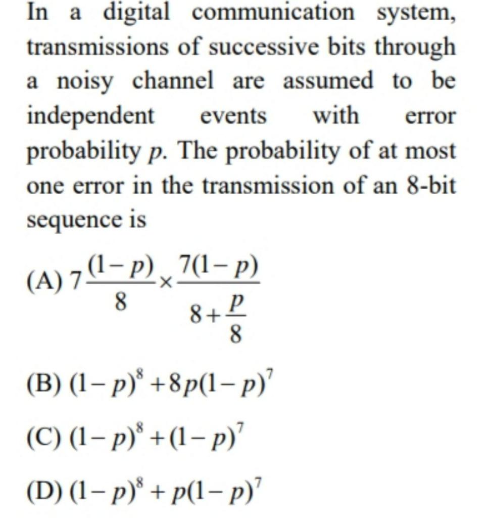 Solved In a digital communication system, transmissions of | Chegg.com