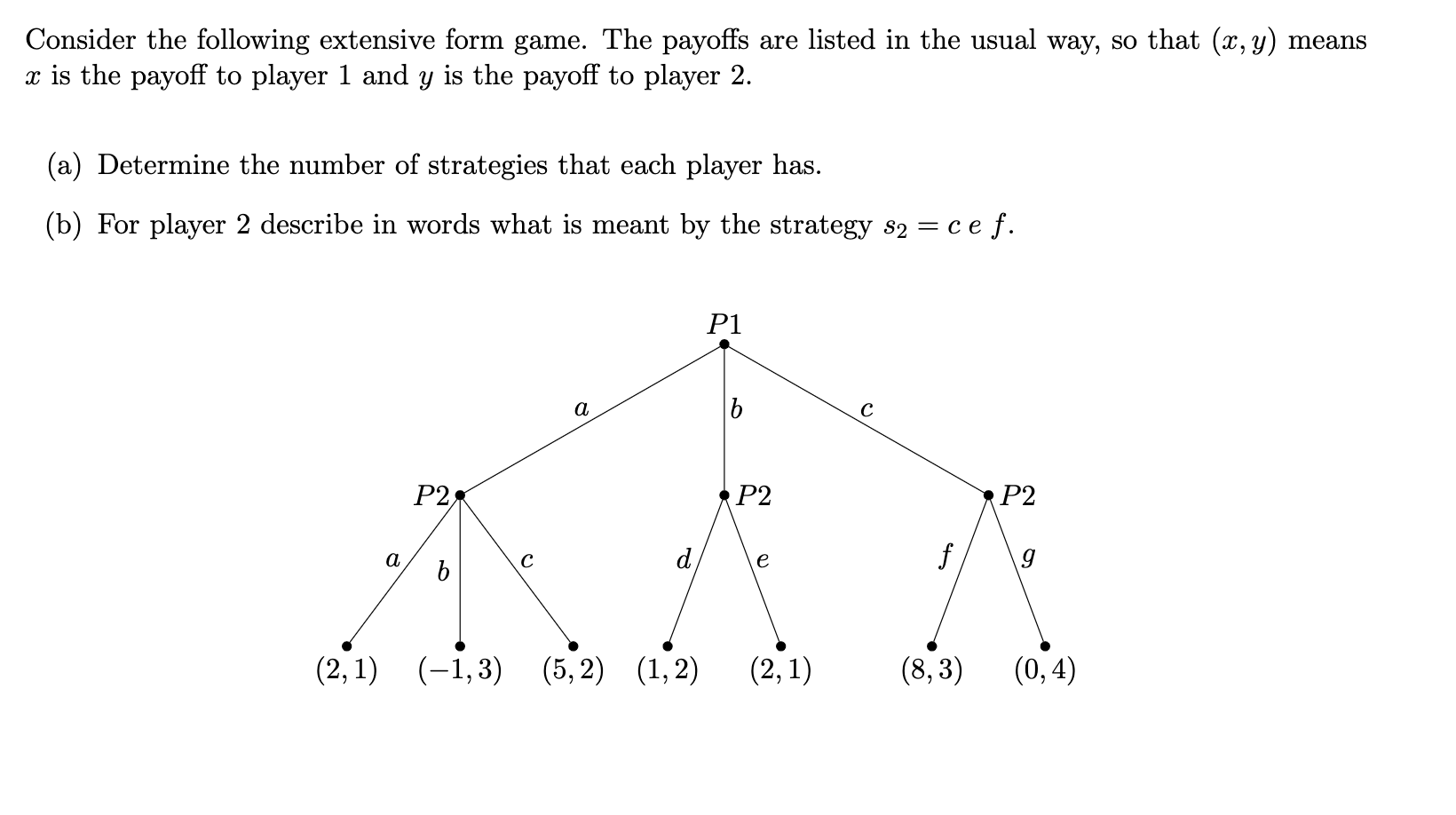 Solved Consider the following extensive form game. The | Chegg.com