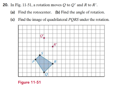 Solved 20. In Fig. 11-51, a rotation moves Q to Q′ and R to | Chegg.com