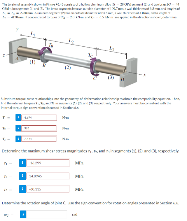Solved The torsional assembly shown in Figure P6.46 | Chegg.com
