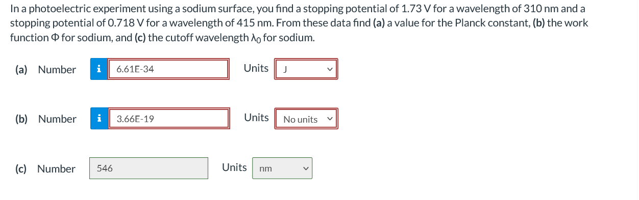Solved In a photoelectric experiment using a sodium surface, | Chegg.com