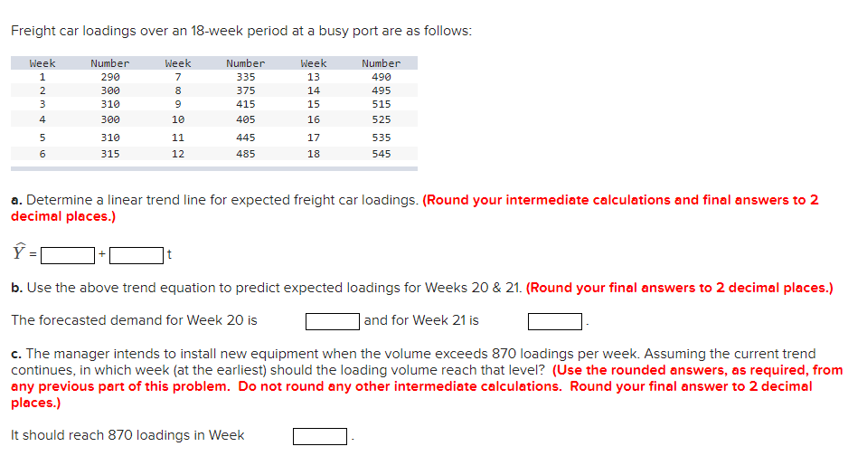 Freight car loadings over an 18-week period at a busy | Chegg.com