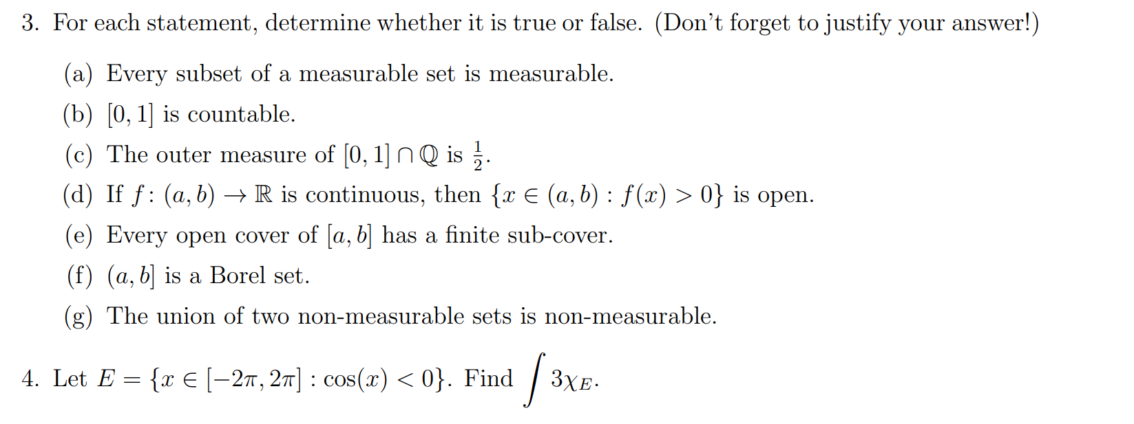Solved 3. For each statement, determine whether it is true | Chegg.com