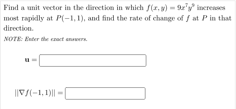 Solved Find A Unit Vector In The Direction In Which