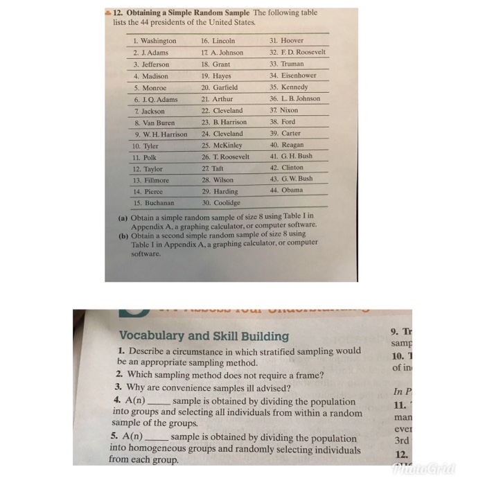 Solved 12. Obtaining a Simple Random Sample The following | Chegg.com Solved 12. Obtaining a Simple Random Sample The following | Chegg.com