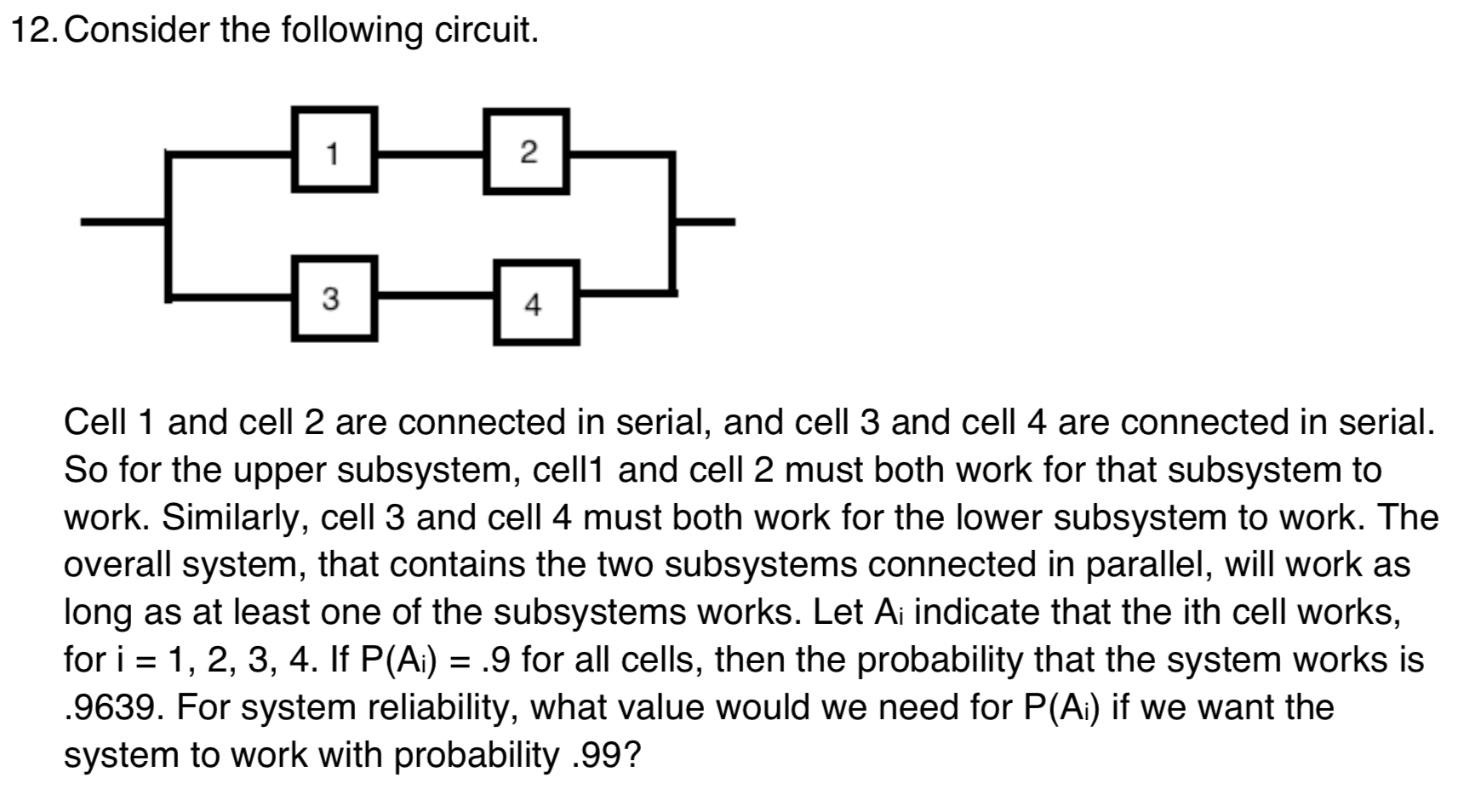 Solved 12. Consider the following circuit. 1 3 4 Cell 1 and | Chegg.com
