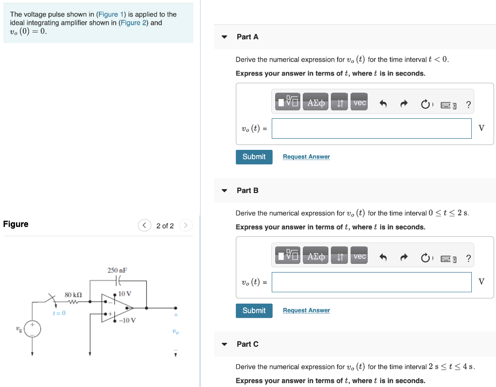 Solved The voltage pulse shown in (Figure 1) is applied to | Chegg.com