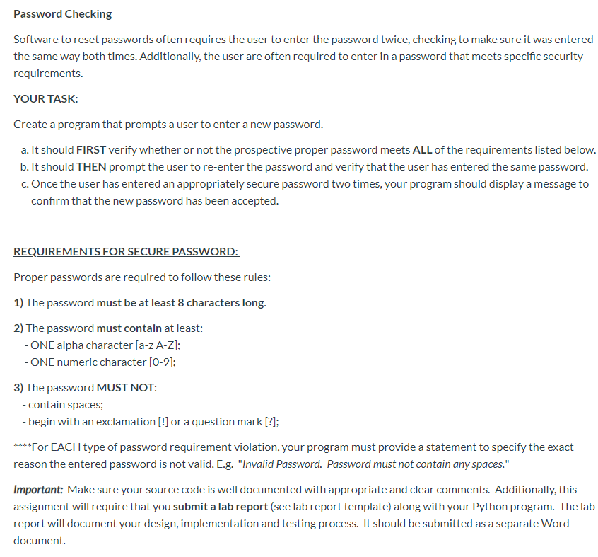 Solved Password Checking Software to reset passwords often | Chegg.com