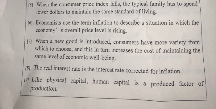 Solved [s] When the consumer price index falls, the typical | Chegg.com