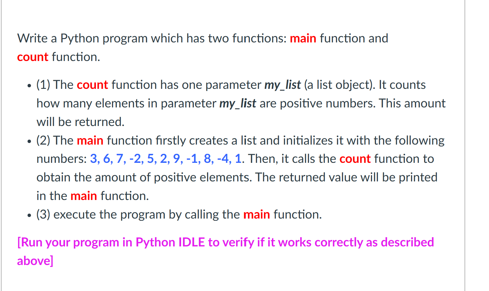 Solved Write a Python program which has two functions: main | Chegg.com