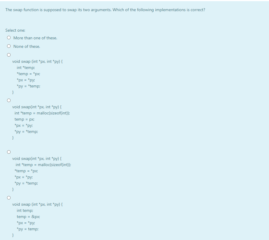 Solved The swap function is supposed to swap its two | Chegg.com