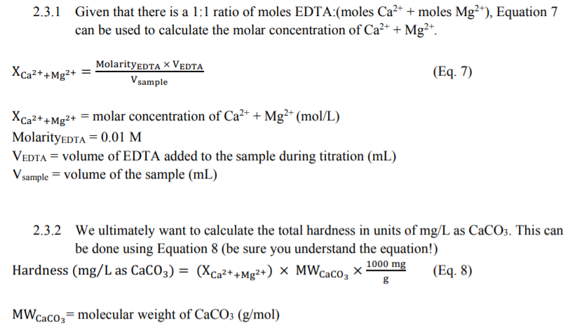 Determine hardness in mol/L as CaCO3 if the original | Chegg.com