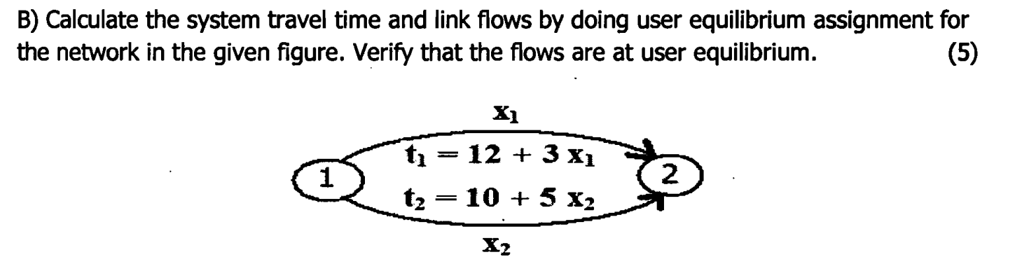 Solved B) Calculate the system travel time and link flows by | Chegg.com