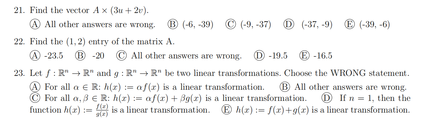 Solved Questions 20 through 22 Suppose that \\( u=(5,1)^{T} | Chegg.com