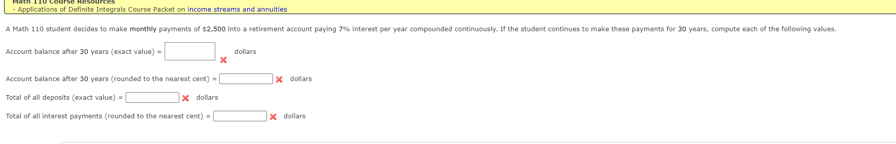 Solved - Applications of Definite Integrals Course Packet on | Chegg.com