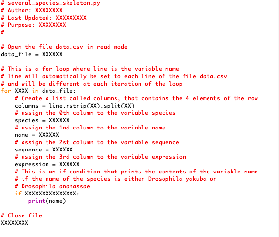 Problem One: Several Species Write a program to print | Chegg.com