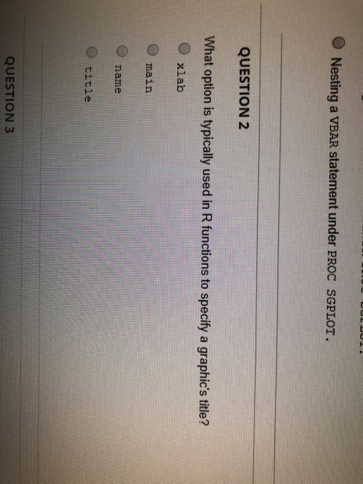 Solved O Nesting a VBAR statement under PROC SGPLOT. | Chegg.com Solved O Nesting a VBAR statement under PROC SGPLOT. | Chegg.com