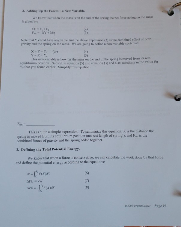 Solved 2. Adding Up the Forces- a New Variable. We know that | Chegg.com
