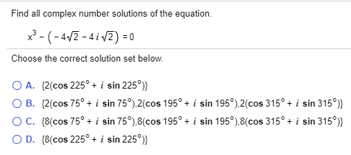 Solved Find all complex number solutions of the equation. X3 | Chegg.com