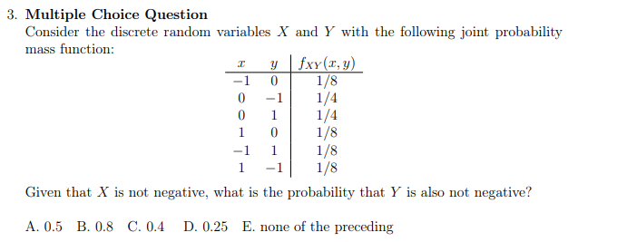Solved 3. Multiple Choice Question Consider the discrete | Chegg.com