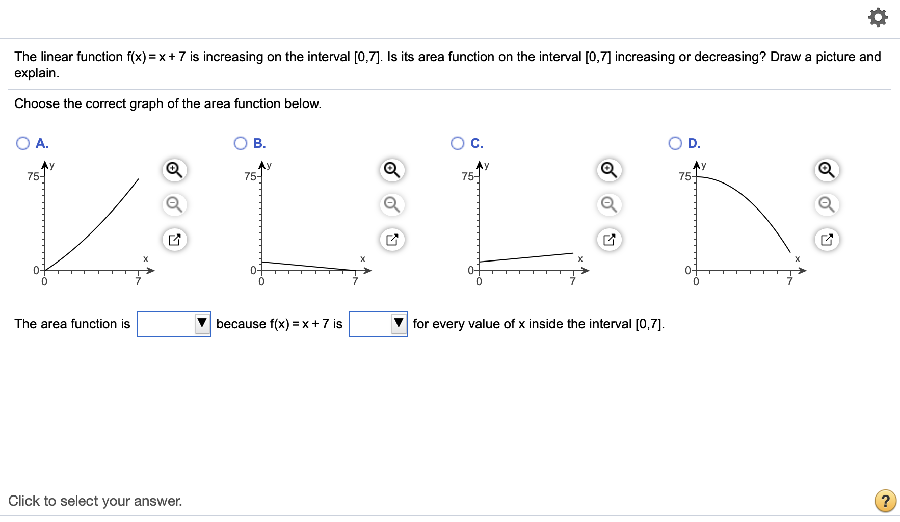Solved The linear function f(x) = x + 7 is increasing on the | Chegg.com