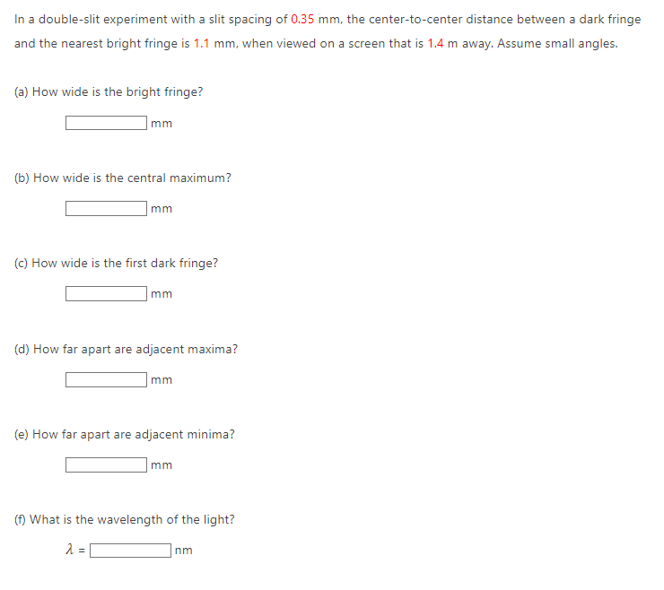 Solved In a double-slit experiment with a slit spacing of | Chegg.com