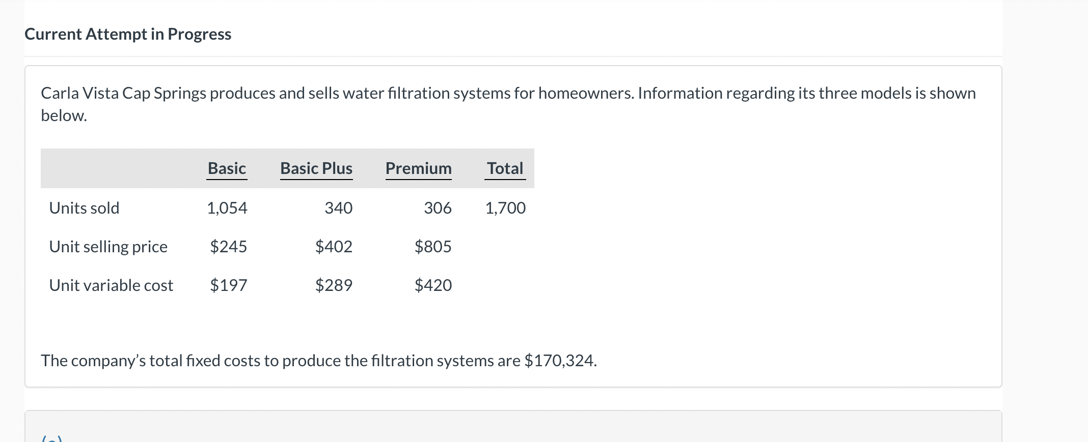 Solved Current Attempt in Progress Carla Vista Cap Springs | Chegg.com