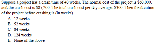Solved Suppose a project has a crash time of 40 weeks. The | Chegg.com