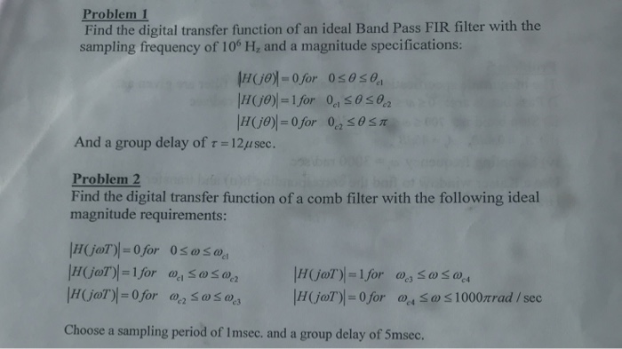 Problem 1 Find the digital transfer function of an | Chegg.com